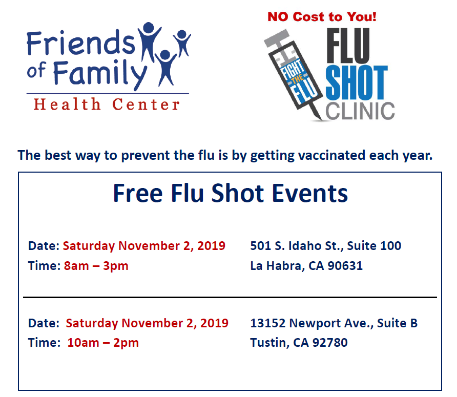 Free Flu Shots Events - Vacunas Gratis Contra La Gripe November